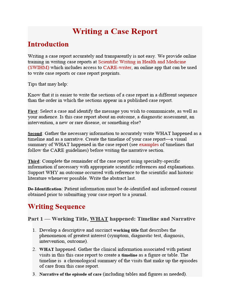 Writing A Case Report | PDF | Case Report | Informed Consent