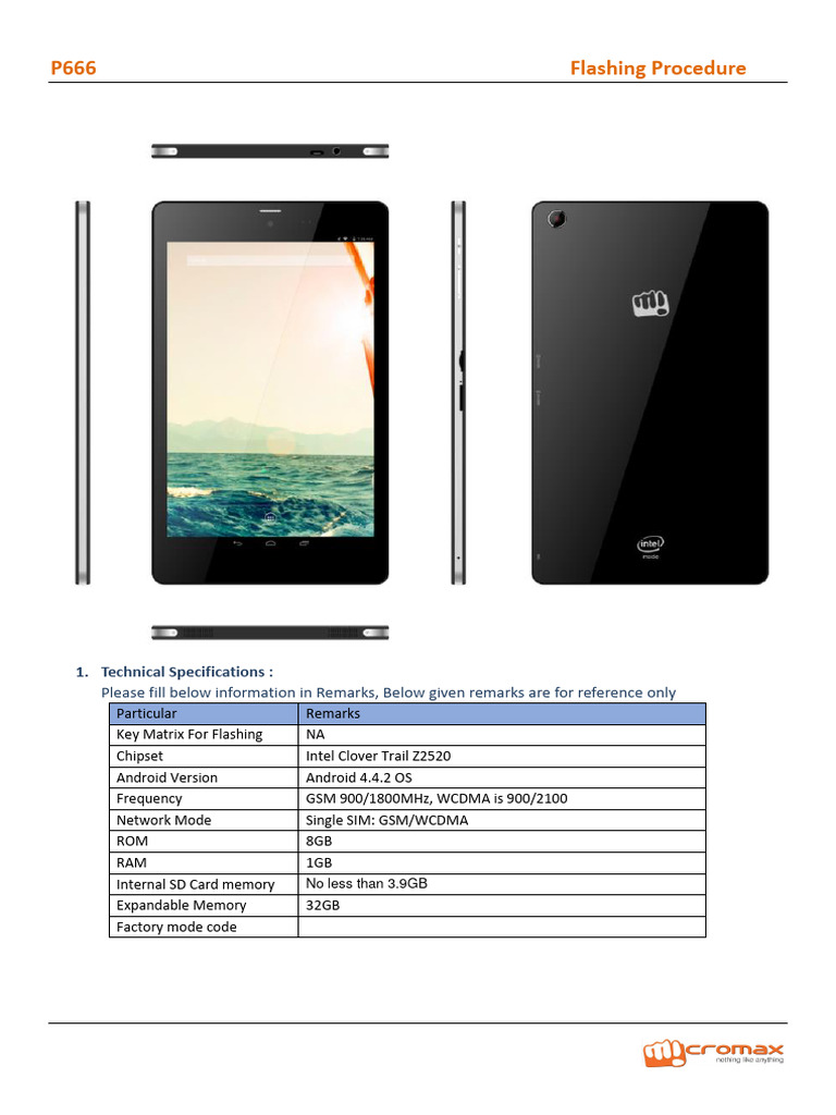 Micromax P666 - Flashing - Procedure | PDF | Tablet Computer | Booting