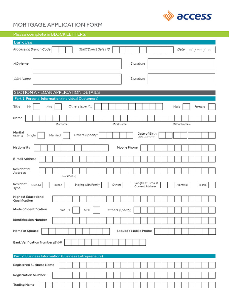 Mortgage Application Form | PDF | Loans | Banks