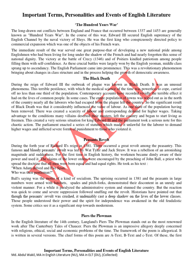 Important Terms Personalities and Events | PDF | Poetry