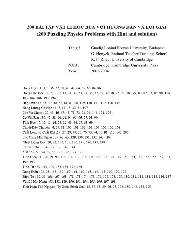 200 Puzzling Physics Problems With Hint And.9046 | PDF