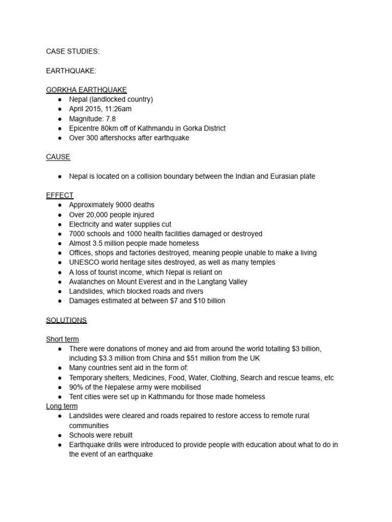 Case Studies Geography | PDF | Volcano | Geological Hazards