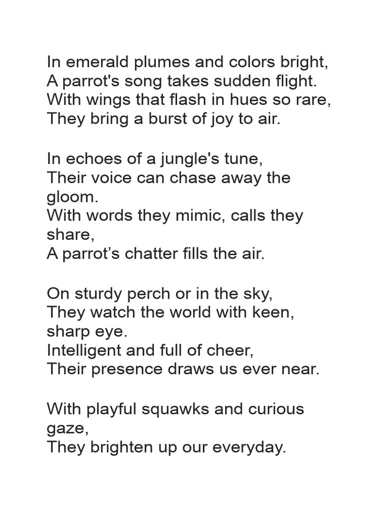 Poem On Parrot | PDF
