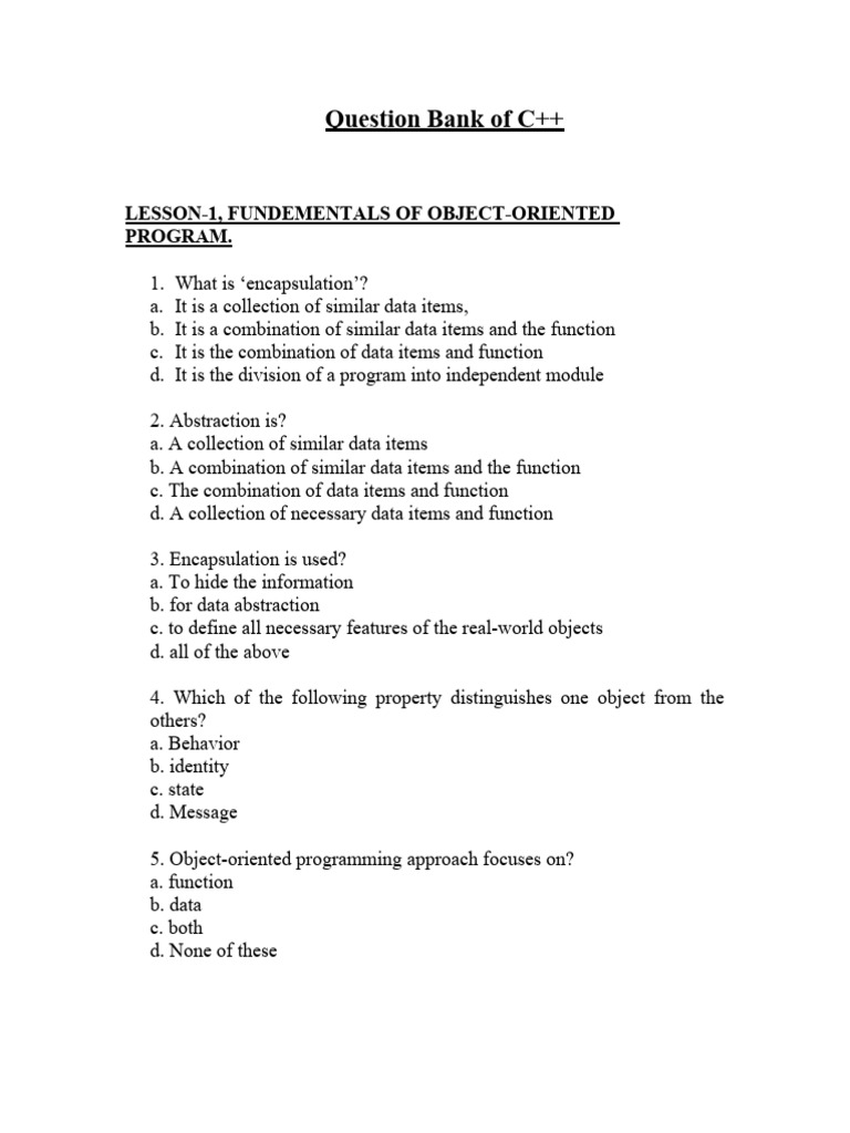 C++ QB | PDF | Class (Computer Programming) | Programming