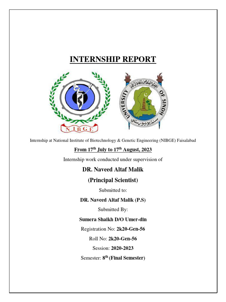NIBGE Internship Report Sumera | PDF | Primer (Molecular Biology) | Polymerase Chain Reaction