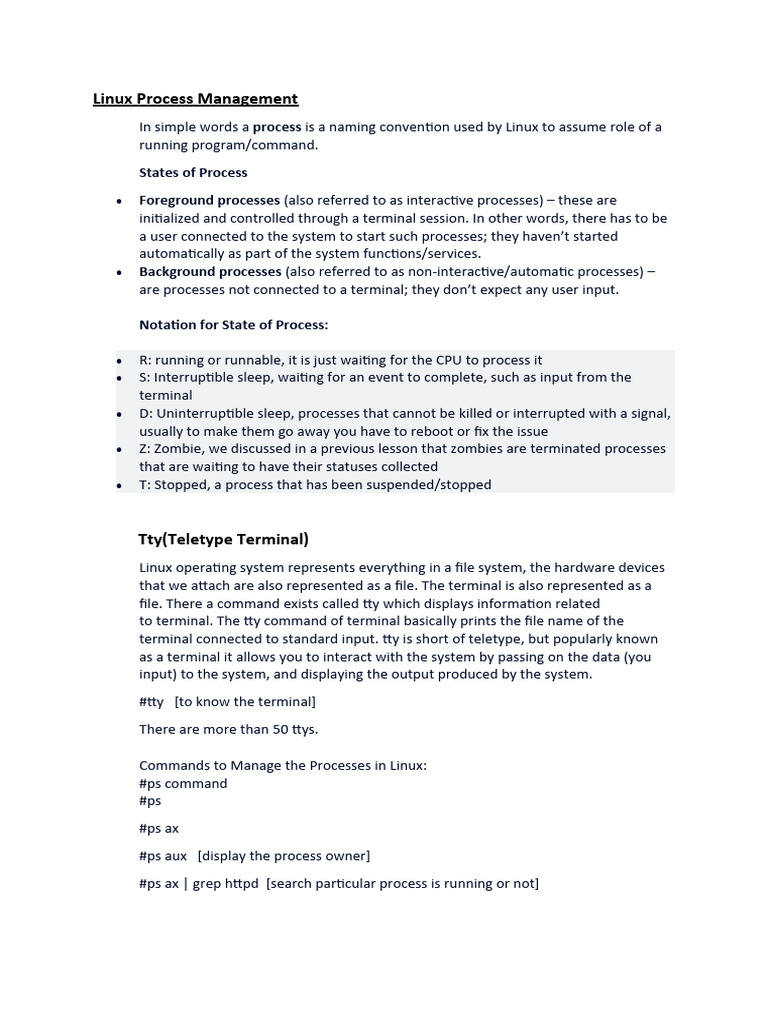 Linux Process Management | PDF | Input/Output | Process (Computing) Linux Process Management | PDF | Input/Output | Process (Computing)