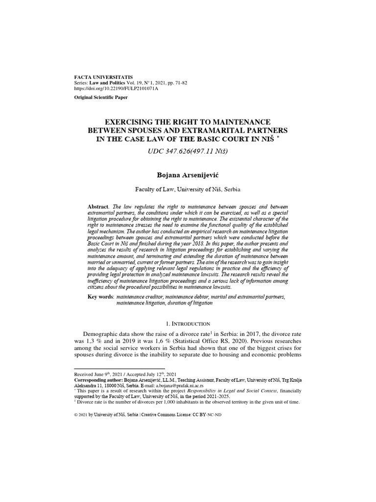 Maintenance Rights in Niš Court Cases | PDF | Lawsuit | Alimony