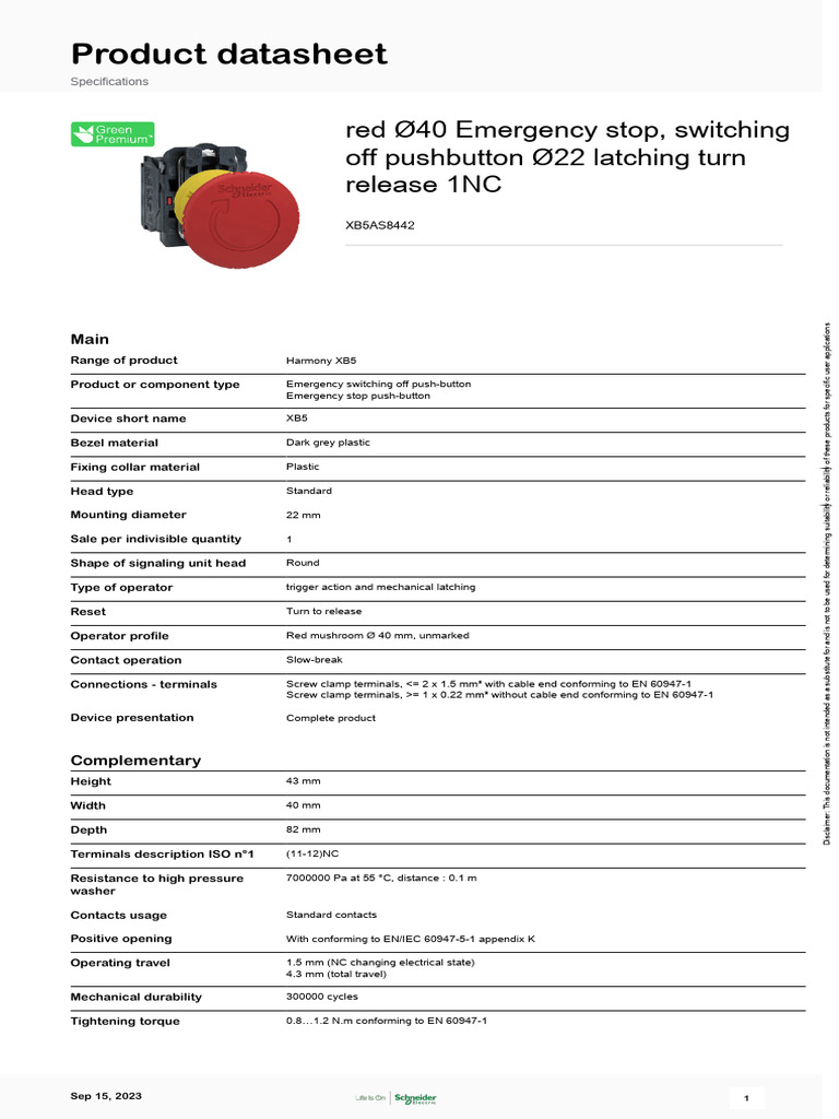 10.harmony XB5 - XB5AS8442 | PDF | Fuse (Electrical) | Electrical Equipment