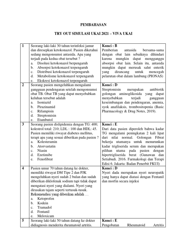 Pembahasan Try Out Simulasi Ukai 2021 | PDF | Kesehatan Holistik | Sains & Matematika