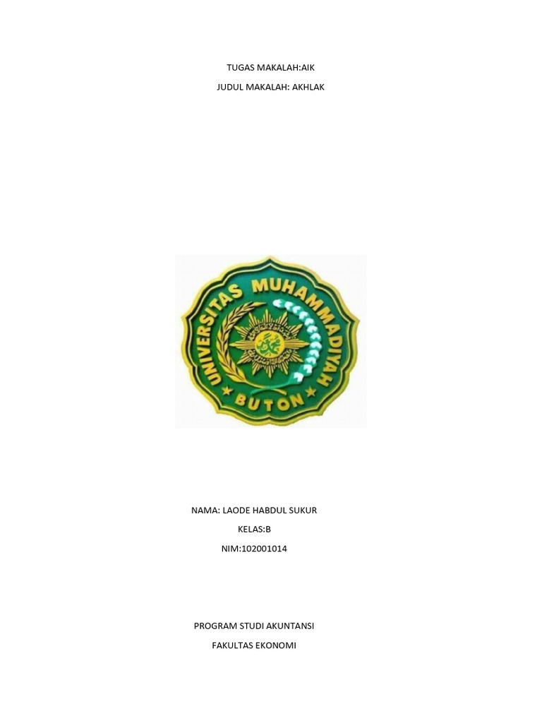Makalah Akhlak (LAODE HABDUL SUKUR) | PDF