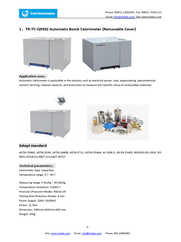 TRYTE Automatic Calorimeter | PDF | Temperature | Water