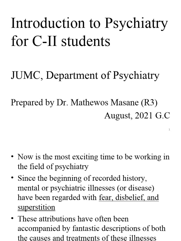 Introduction to Psychiatry for C-II Students | PDF | Mental Disorder ...
