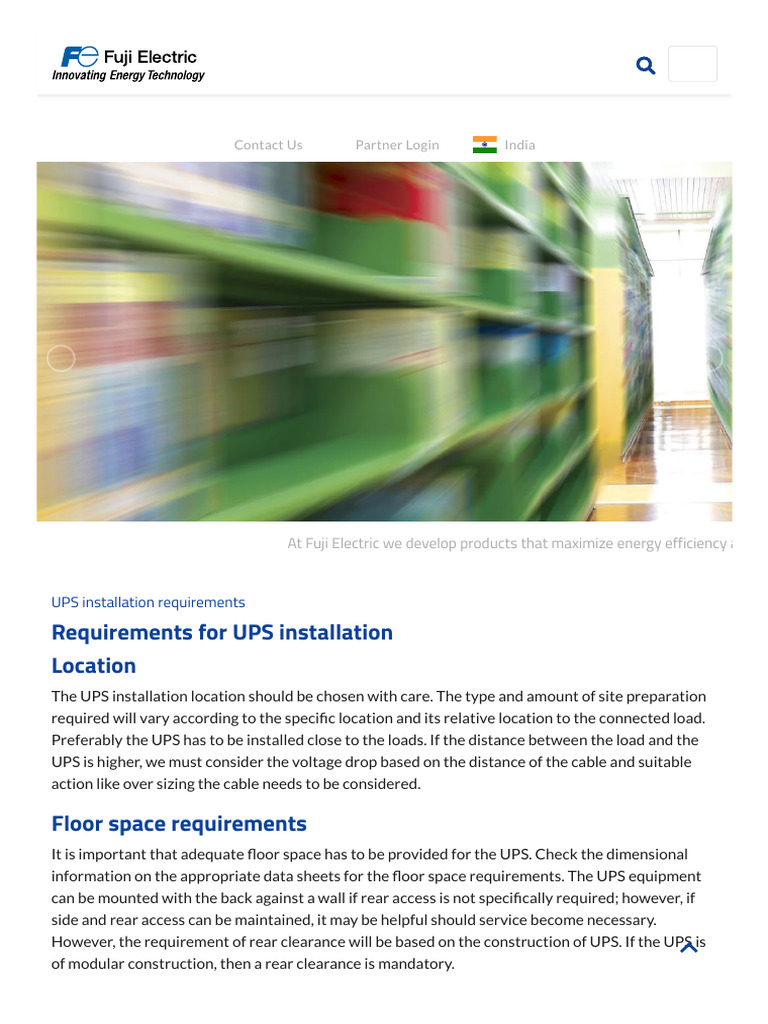 UPS Installation Requirements | PDF | Air Conditioning | Watt