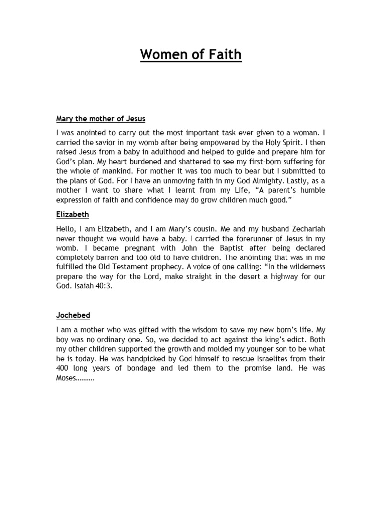 Women of Faith - Script | Download Free PDF | Religious Belief And ...
