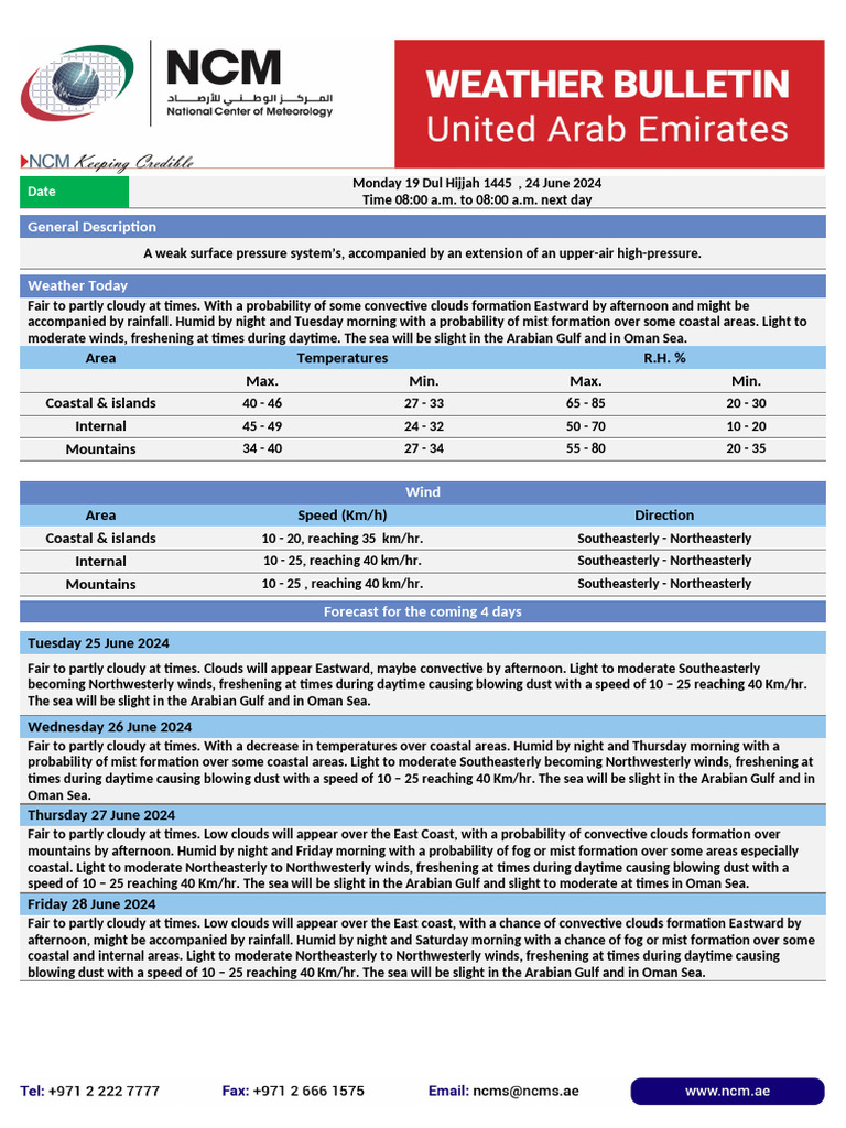 NCM Weather Alert 24-06-2024 | PDF | Wound | Cloud