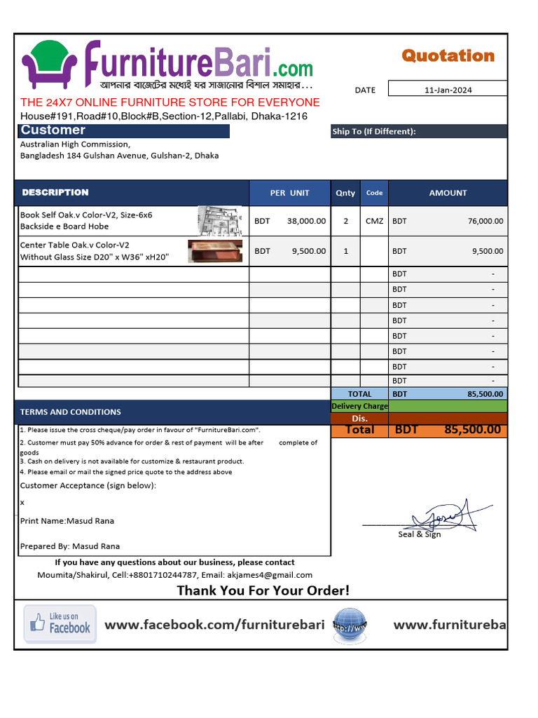 AHC Quotation 11-1-2024 | PDF | Payments