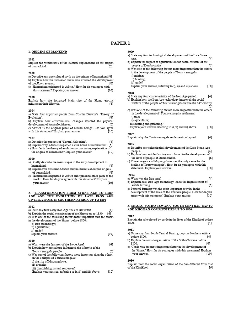 History PP1 | PDF | Botswana | Southern Africa