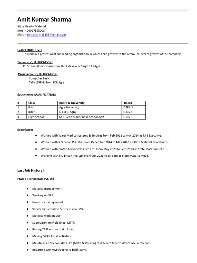 Amit Resume | PDF | Business