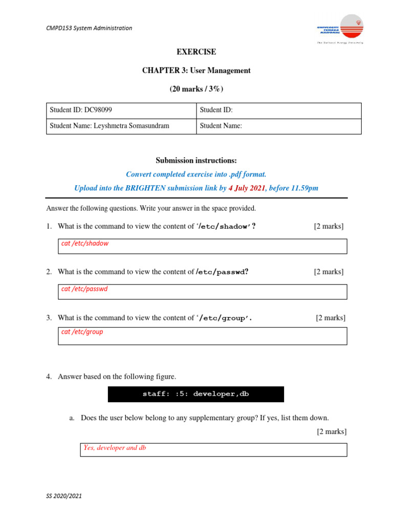 User Management Commands for CMPD153 | PDF | Software | Computer ...