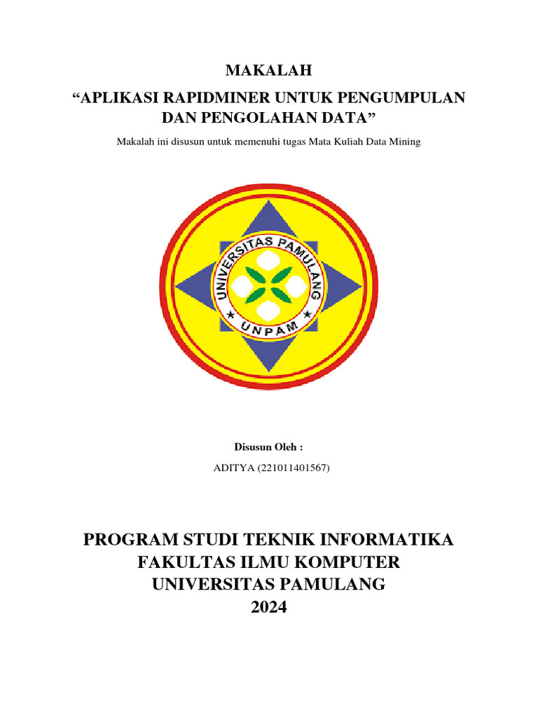 Aditya 221011401567 Makalah Rapidminer Data Mining-2 | PDF