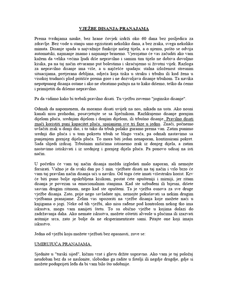 Vježbe Disanja | PDF