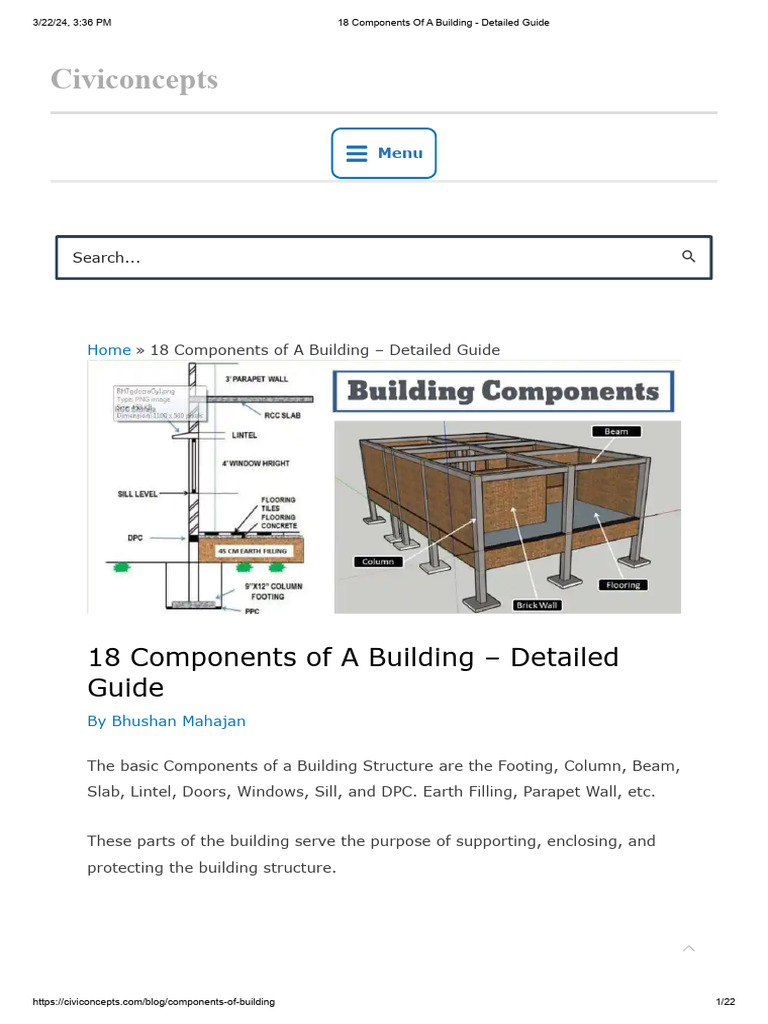 18 Components of A Building - Detailed Guide | PDF | Foundation (Engineering) | Door