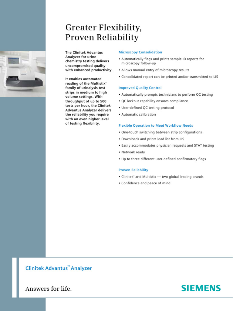 Clinitek Advantus Analyzer Overview | PDF
