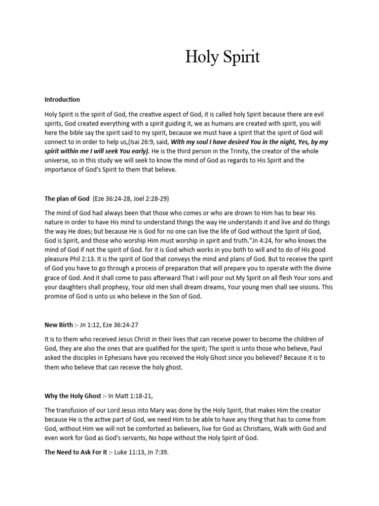 Holy spirit exegesis | PDF | Holy Spirit | Jesus