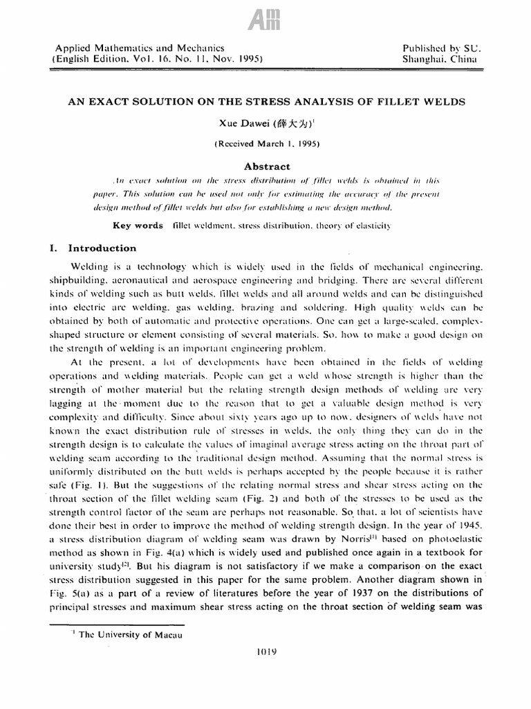 An Exact Solution On The Stress Analysis of Fillet Welds | PDF | Waves ...