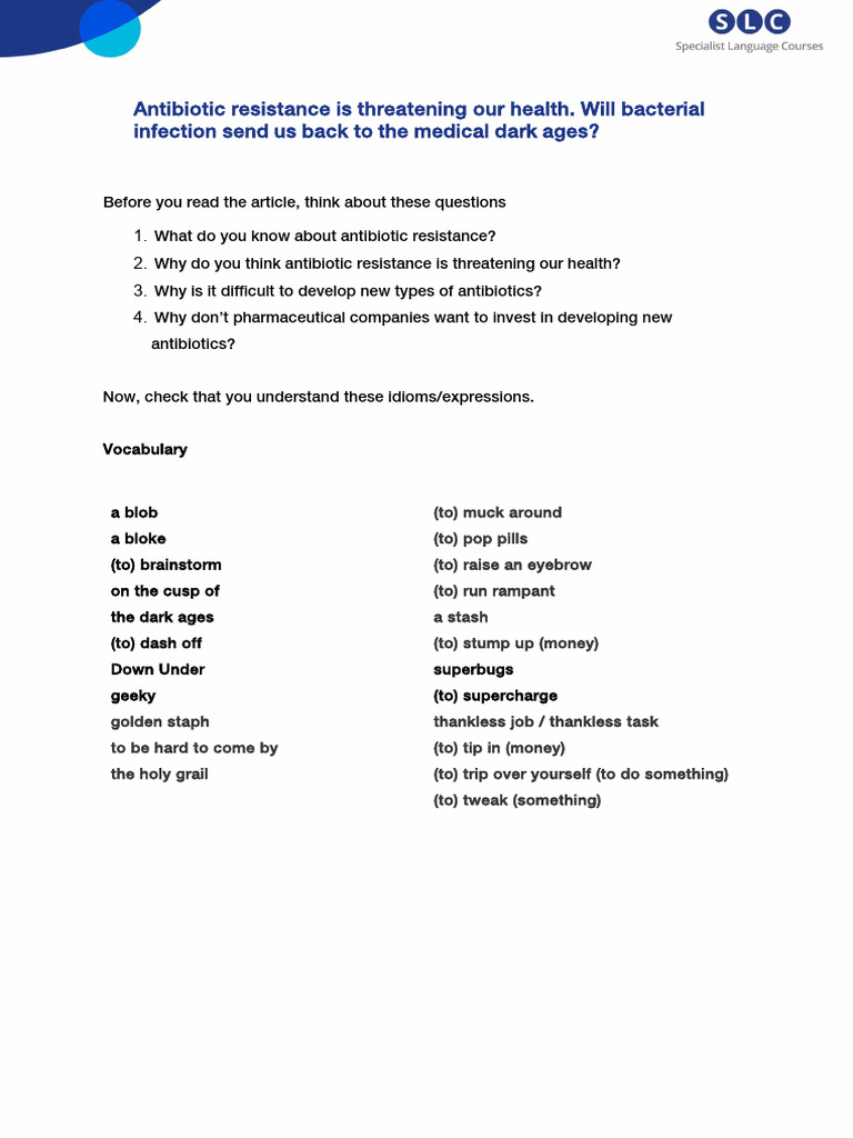 Lesson Plan - Antibiotic Resistance Is Threatening Our Health. Will ...