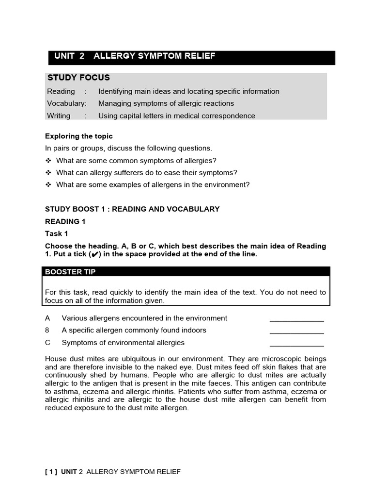 Unit-2 Allergy Symptom Relief | PDF | Allergy | Mucus