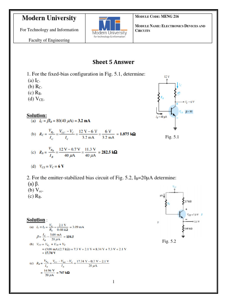 Sheet 5 Answers Old | PDF | Electronics | Electrical Engineering