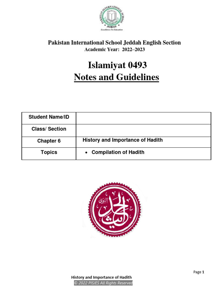 CH 6 Compilation of Hadith-1 1 | PDF | Hadith | Muhammad