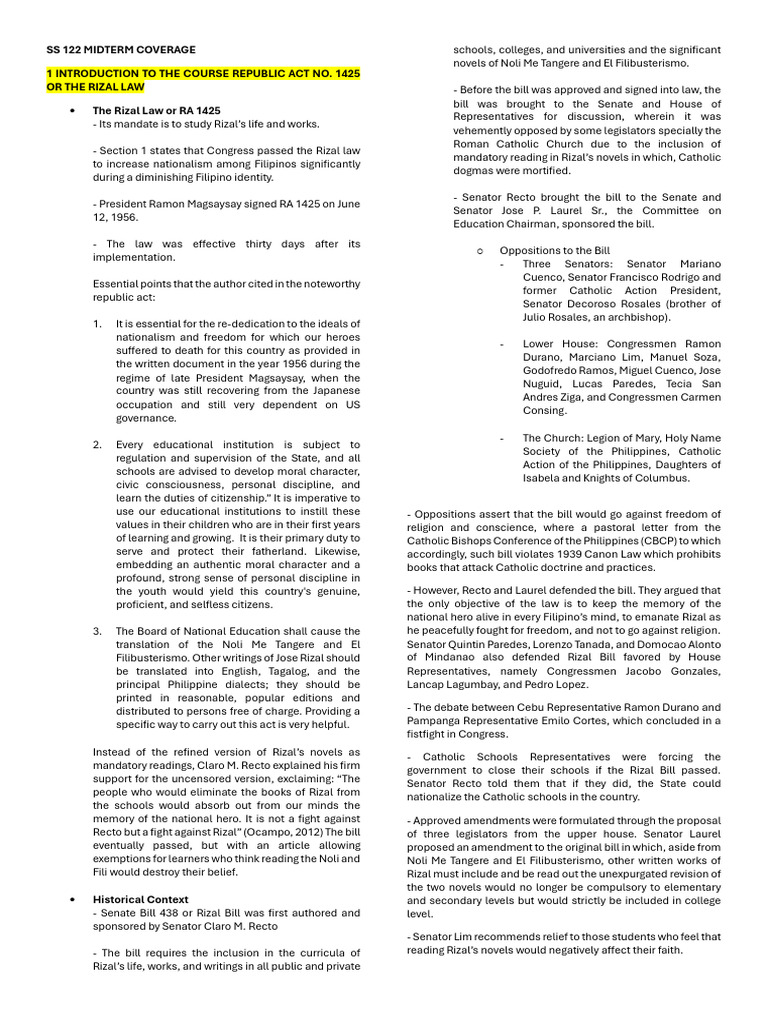 Rizal Midterm Coverage | PDF