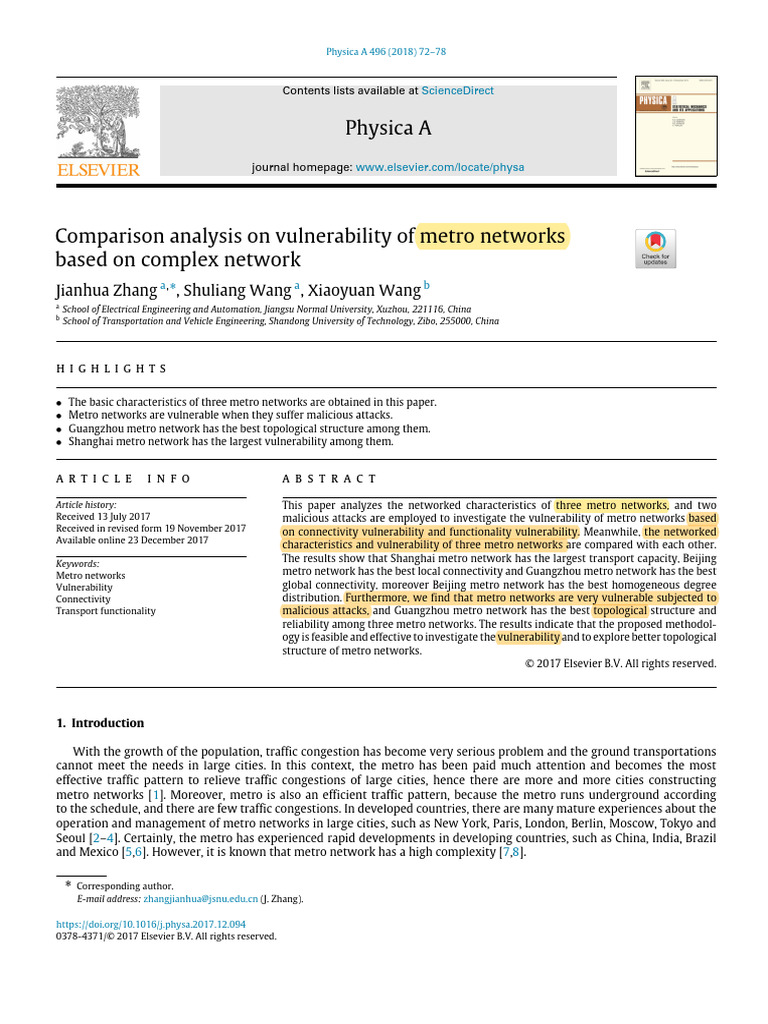 -读 Comparison analysis on vulnerability of metro networks based on complex network | PDF | Graph ...