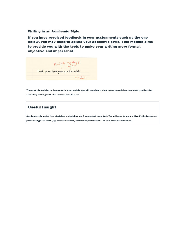 Writing in An Acdamic Style | PDF | Writing | Vocabulary