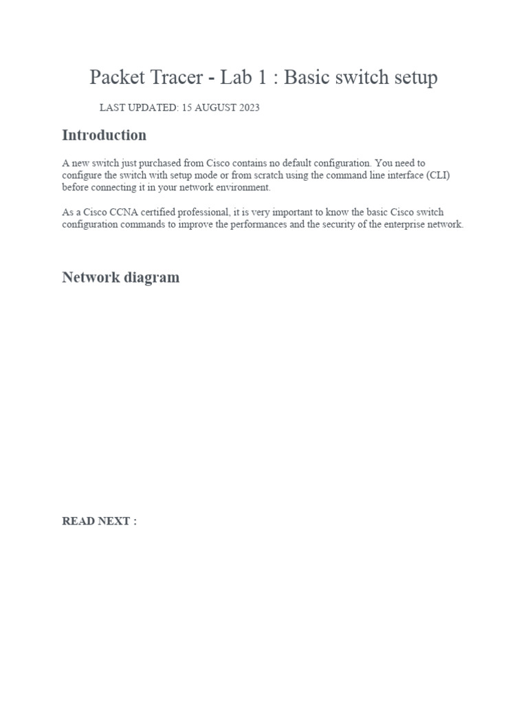 Cisco Switch Setup for CCNA Pros | PDF | Router (Computing) | Computer Network