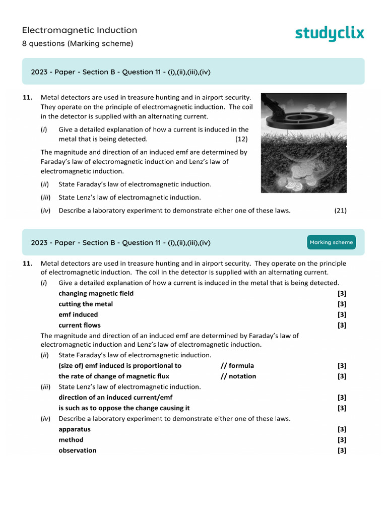Electromagnetic Induction Questions With Marking-Scheme | PDF