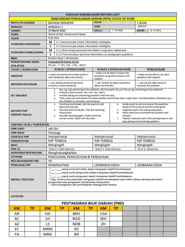 RPH CATCH PLAN - 25 Mac 2022 | PDF | Lexical Semantics | Semiotics