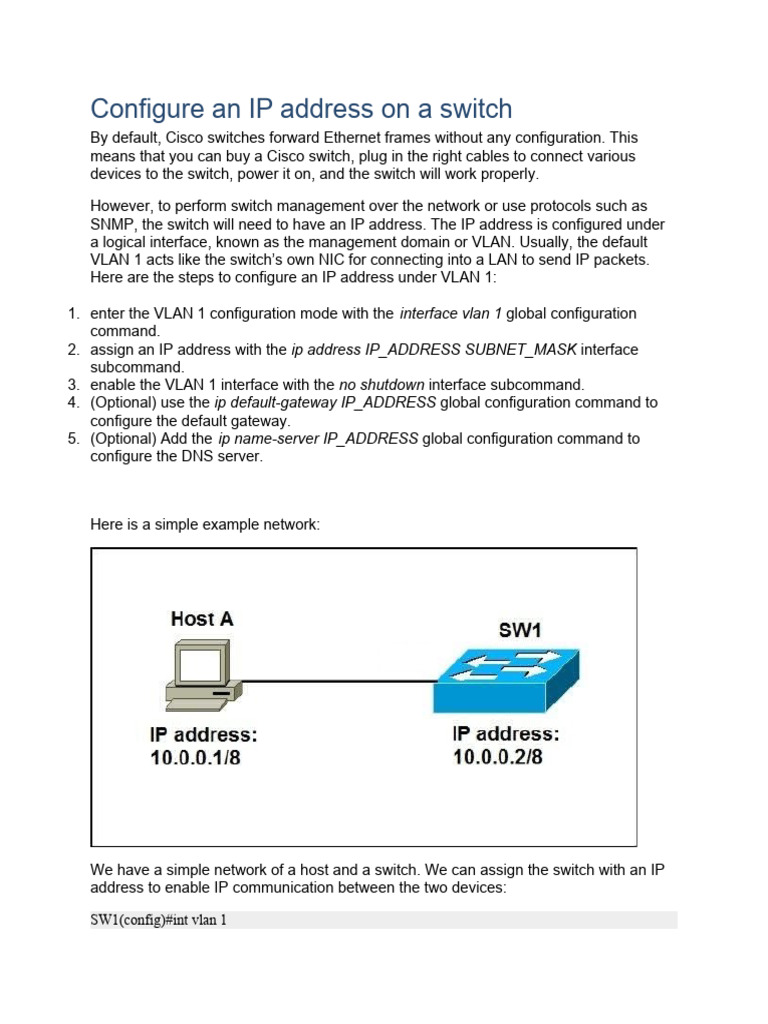Configure An IP Address On A Switch | PDF | Network Switch | Router (Computing)
