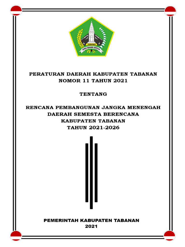 Perda 11 TH 2021 - RPJMD SB Tabanan 2021-2026 | PDF