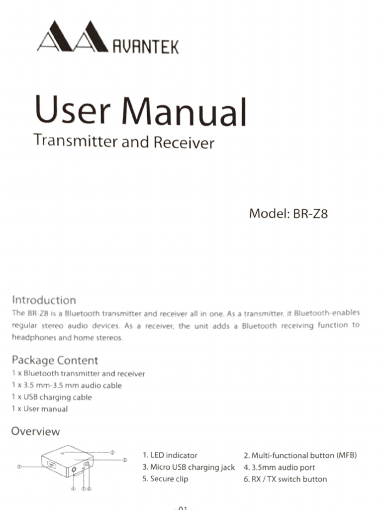 Avantex - Bluetooth Transmiter and Receiver | PDF