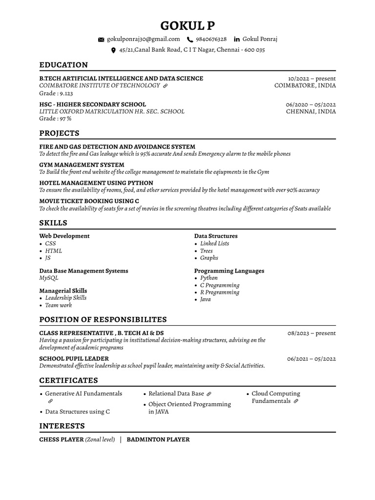 GOKUL P FlowCV Resume 20240327 | PDF | Artificial Intelligence | Intelligence (AI) & Semantics