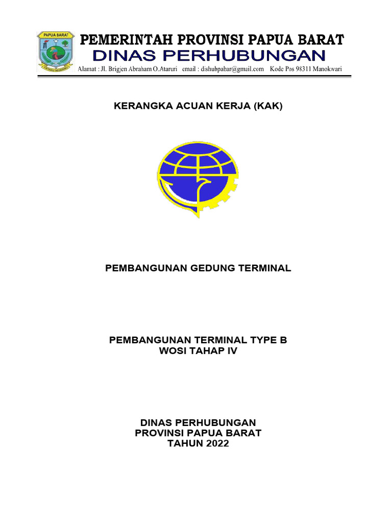 Kak Pembangunan Terminal Type B Wosi Tahap Iv | PDF