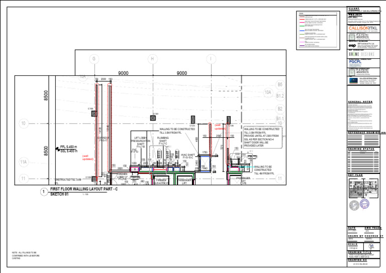 First Floor Walling Layout Part - C Sketch 01 1: FFL 5.450 M SSL 5.400 ...