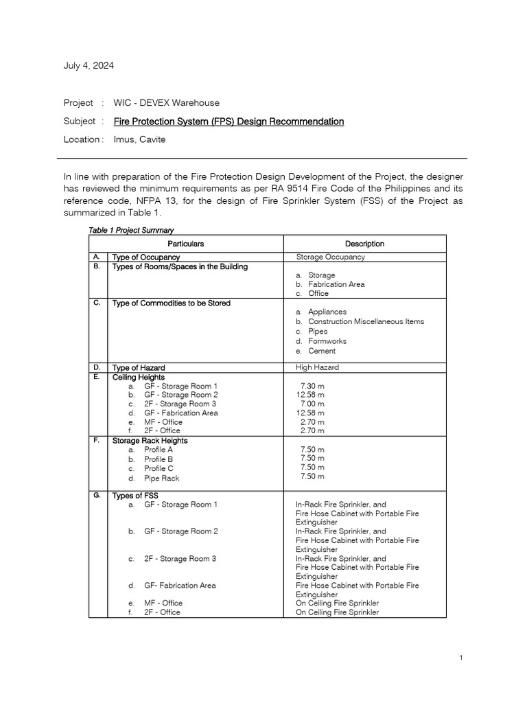 Fire Protection System Design Recommendation | PDF | Fire Sprinkler ...