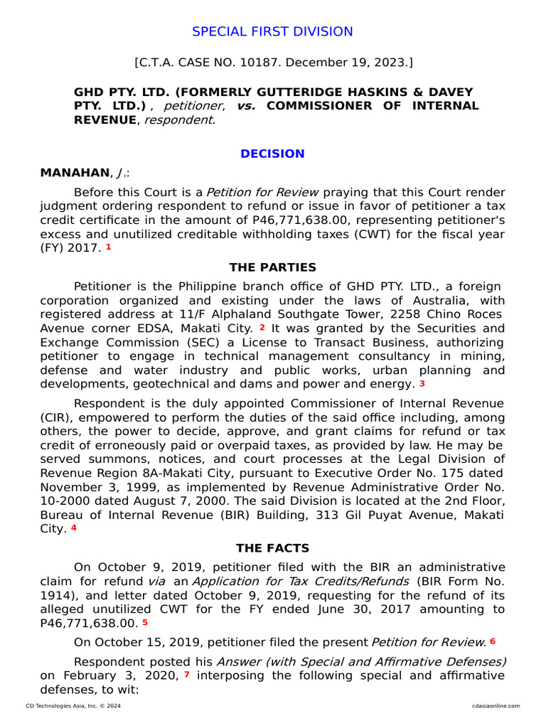 GHD Tax Credit Certificate Petition | PDF | Tax Credit | Taxes