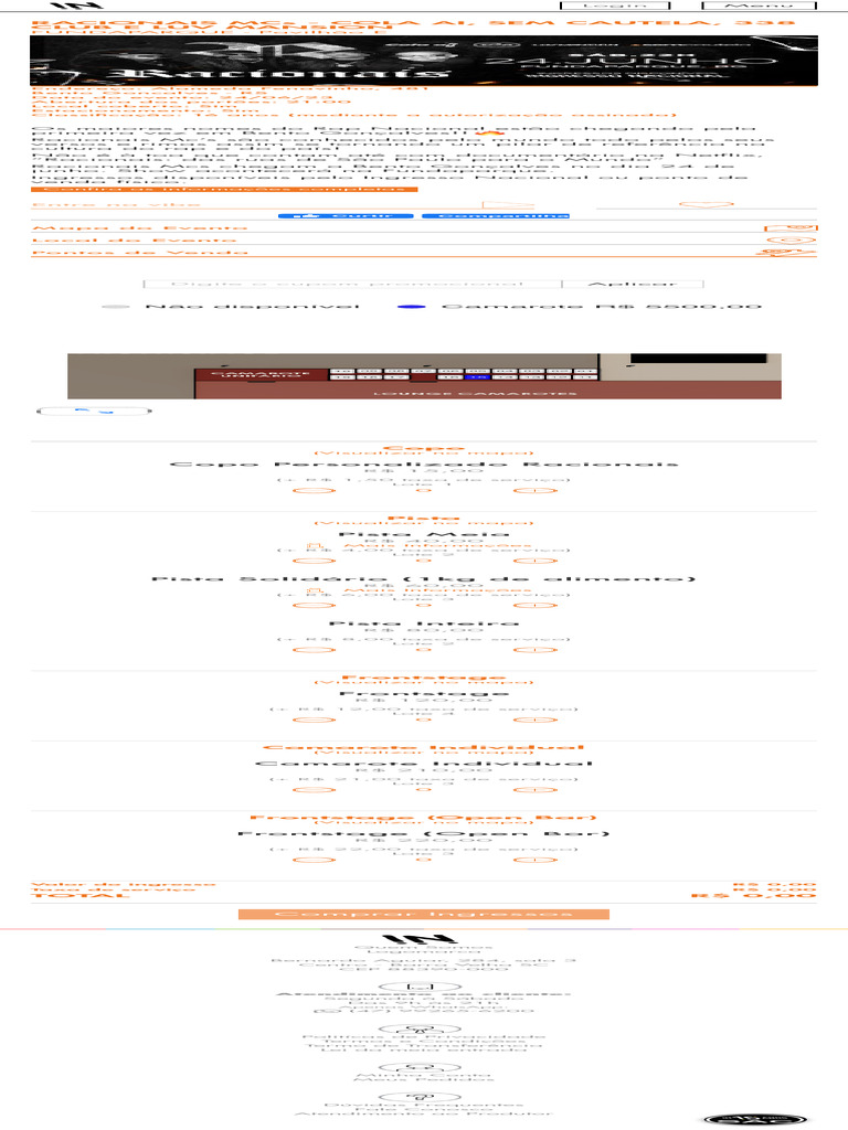 Ingresso Nacional - RACIONAIS MCs - COLA AI, SEM CAUTELA, 338 CLUB E ...