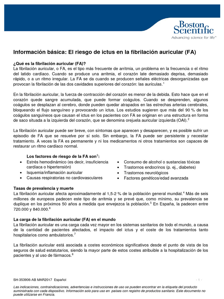 Ictus y Fibrilacion Auricular - Informacion Basica - ES | PDF | Carrera | Corazón
