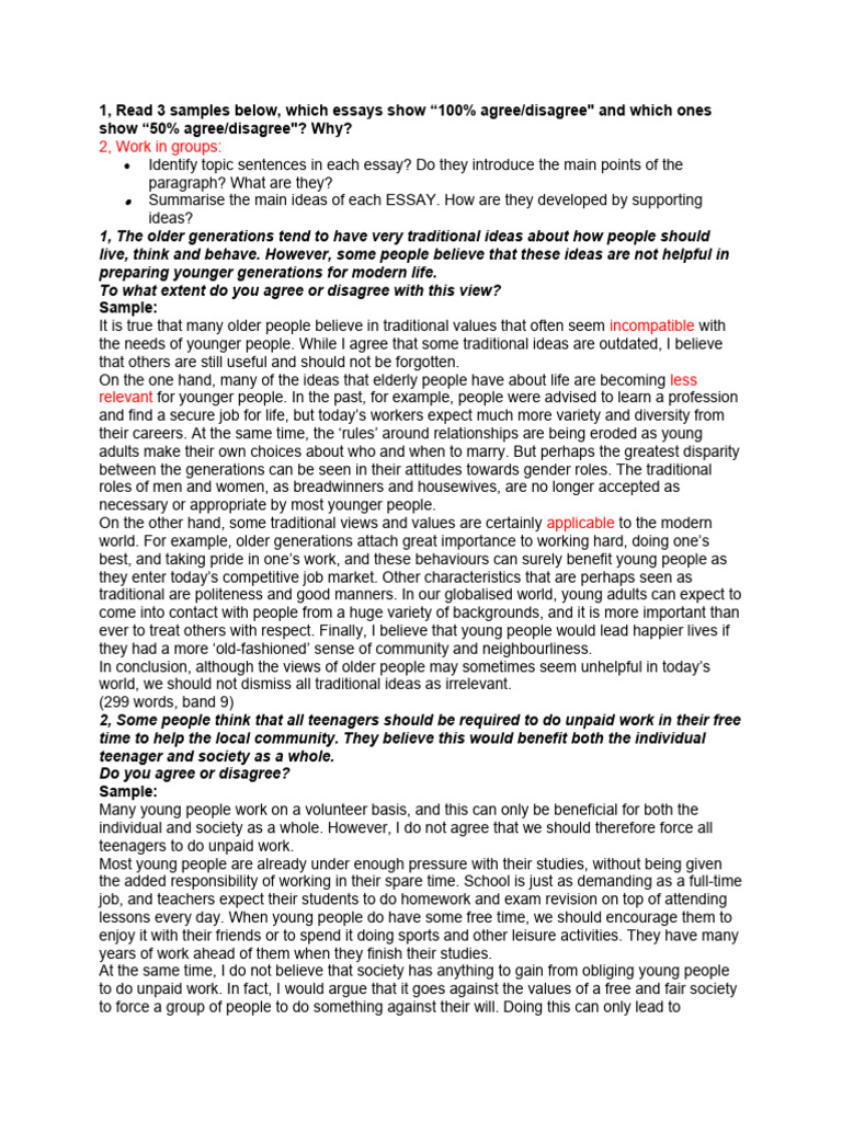 Sample Essays - Agree-Disagree | PDF | Festival | Christmas